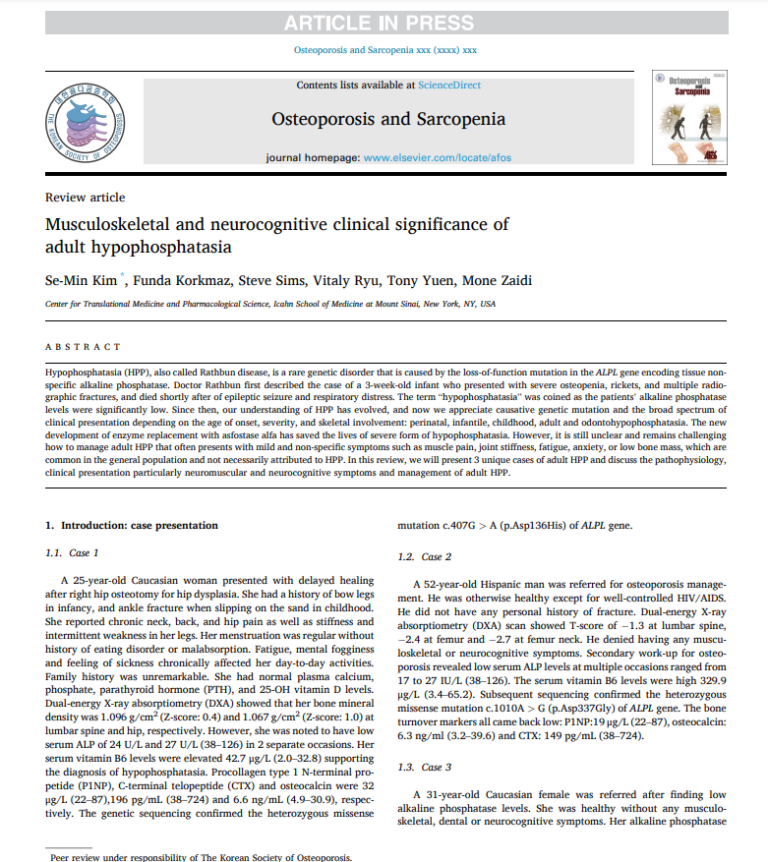 Musculoskeletal and neurocognitive clinical significance of adult ...