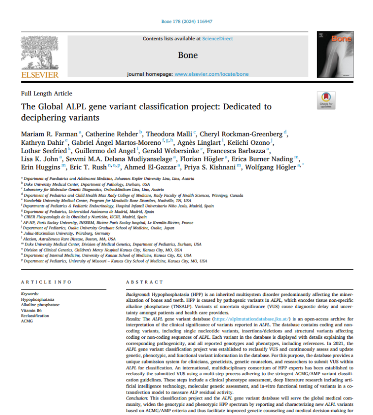 The Global ALPL gene variant classification project: Dedicated to ...