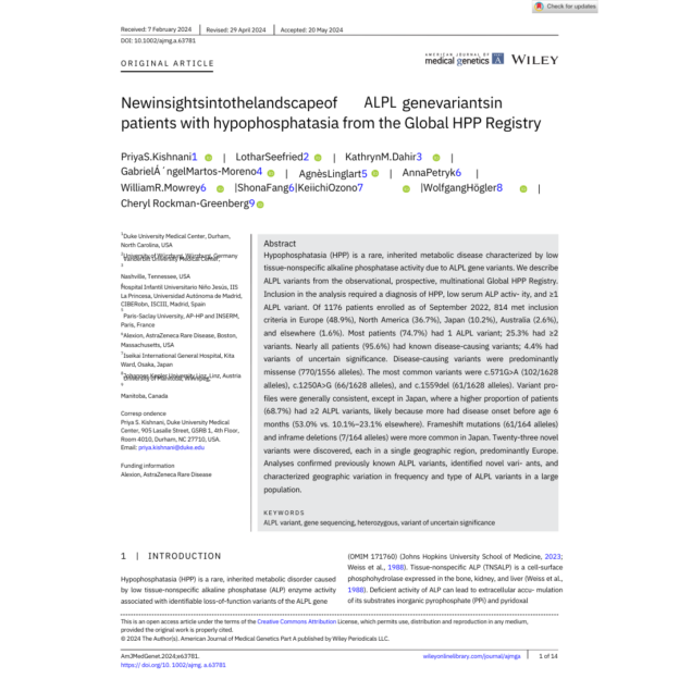 New insights into the landscape of ALPL gene variants in patients with ...